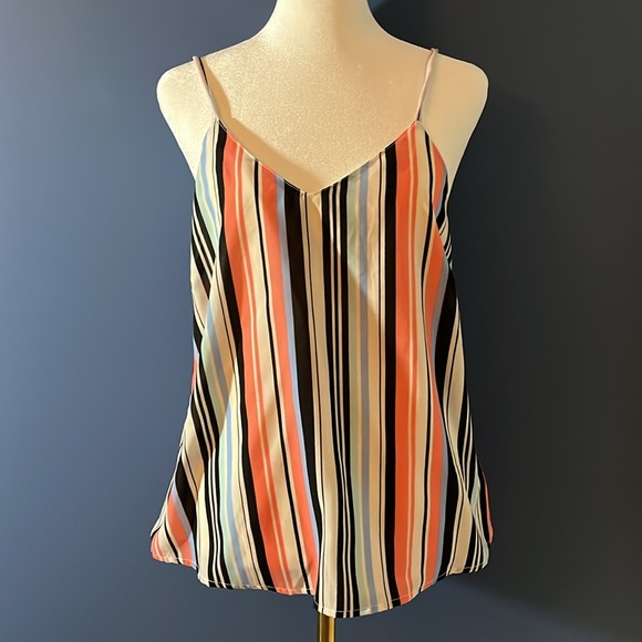 Japna | Tops | Japna Spaghetti Strap Coral And Navy Camisole Too | Poshmark